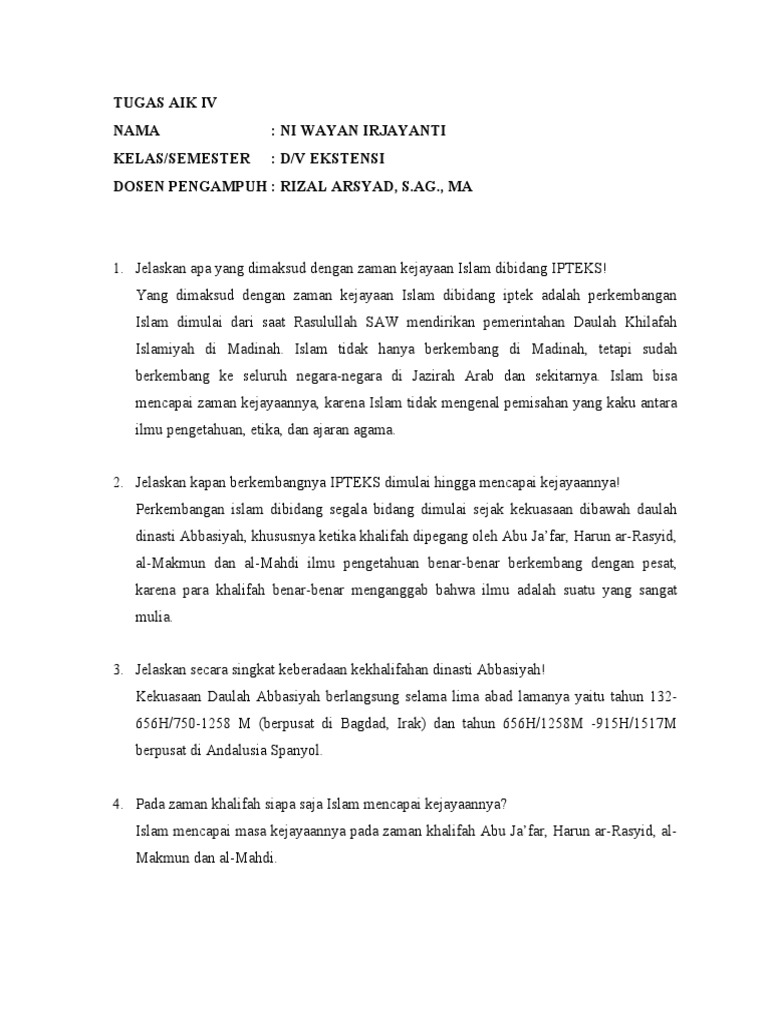 Tugas Aik Iv Ni Wayan Irjayanti Kelas D | PDF | Ilmu Sosial