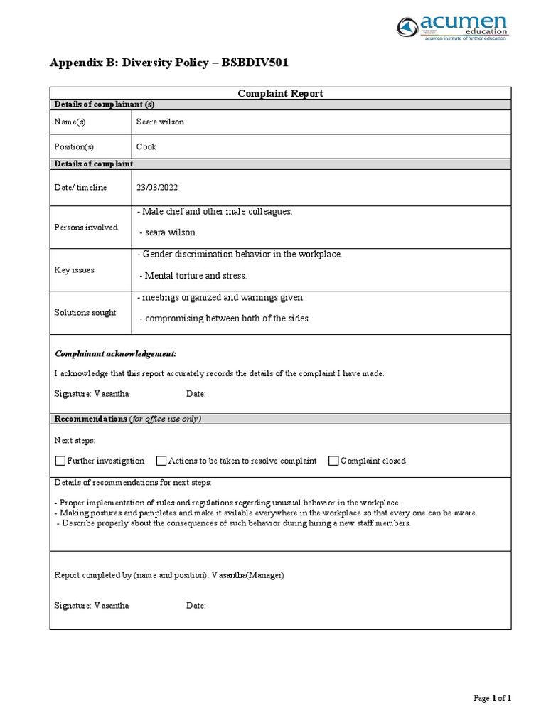 Appendix B - Bsbdiv501 | PDF | Career & Growth | Social Science