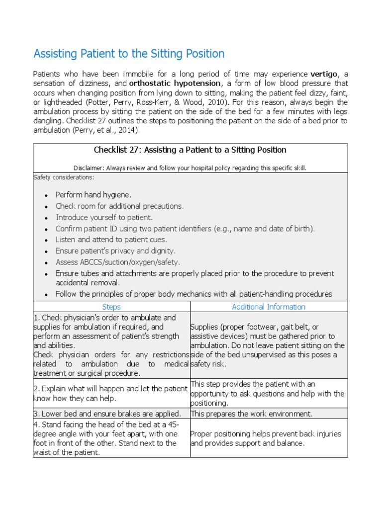 Checklists For Transfer and Ambulation | PDF | Wheelchair | Walking