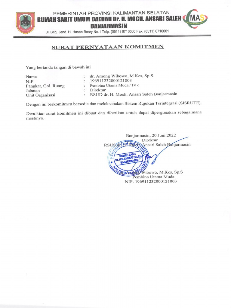 Surat Pernyataan Komitmen | PDF