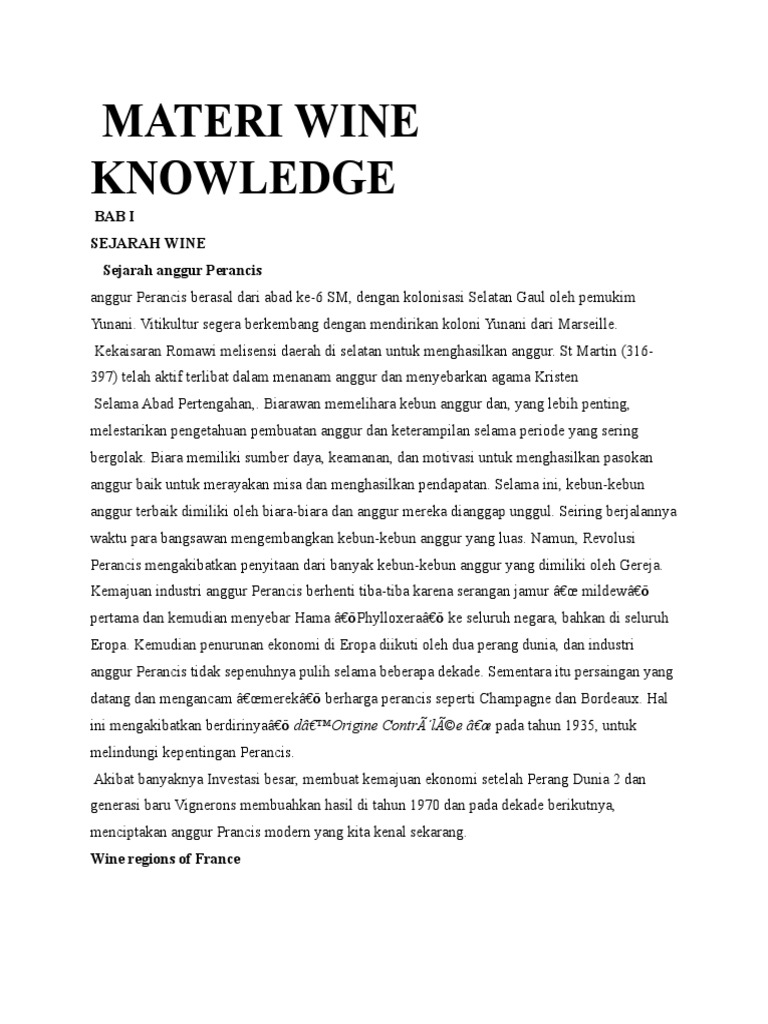 MATERI WINE KNOWLEDGE - Judul Situs | PDF