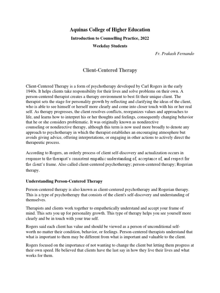 Person-Centered Therapy | PDF | Psychotherapy | Cognition