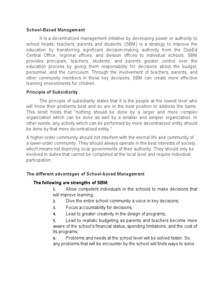 THE SCHOOL HEAD IN A SCHOOL-BASED MANAGEMENT Notes | PDF | Teachers ...