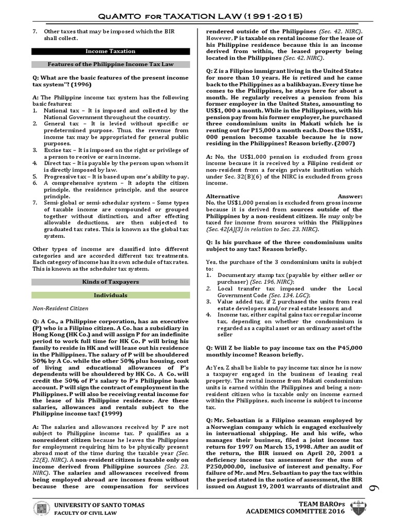 Common Questions Taxation | PDF | Taxes | Income Tax