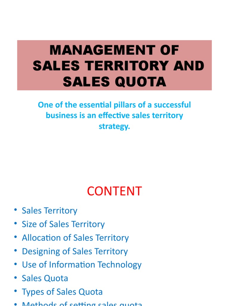 Sales Territory and Quota Management Guide | PDF | Sales | Top Down And ...