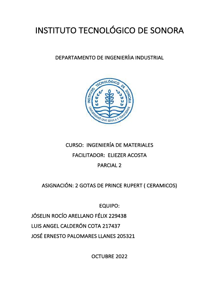 Asig 2 Gotas de Princes Rupert | PDF | Materiales | Física Aplicada e ...