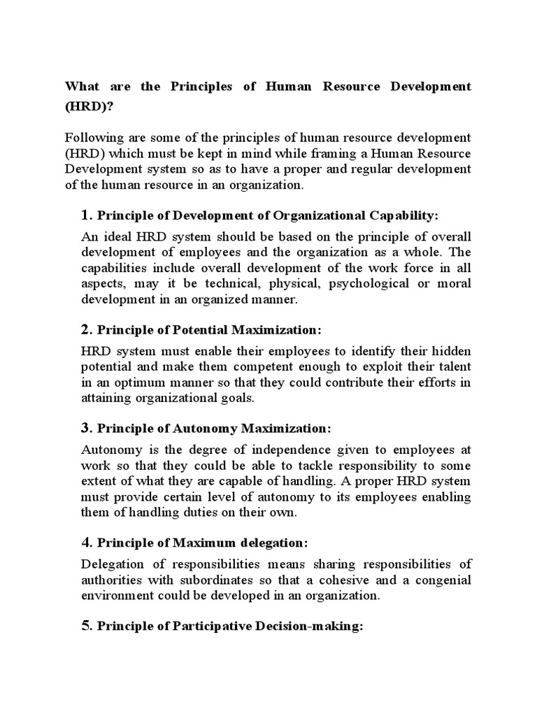 Principles of HRD | PDF