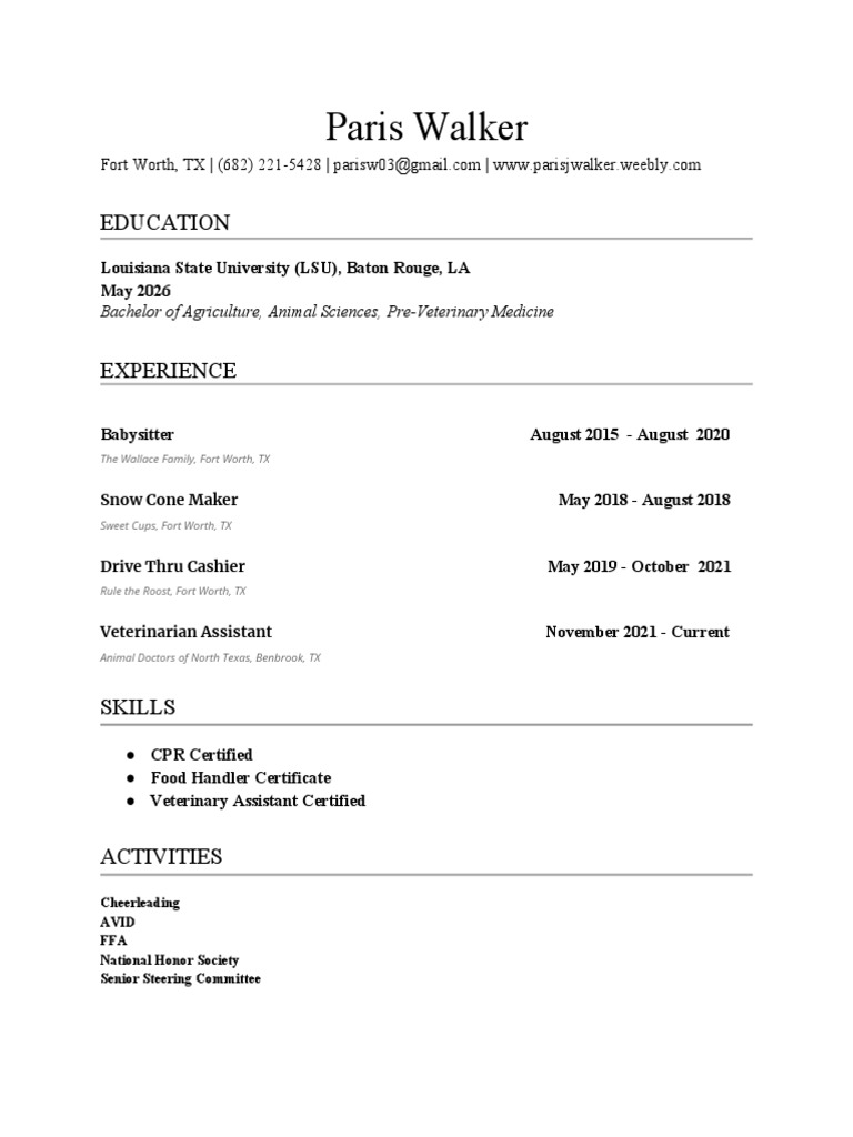 Paris Walker Resume | PDF