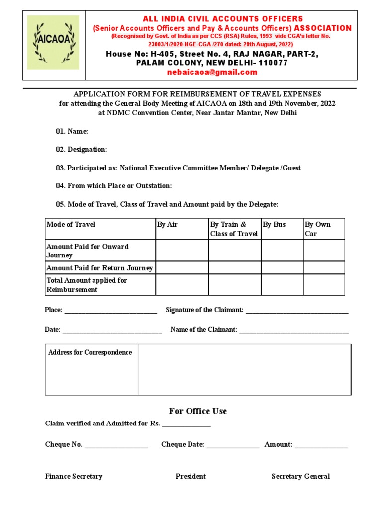 Final Application For Reimbursement | PDF