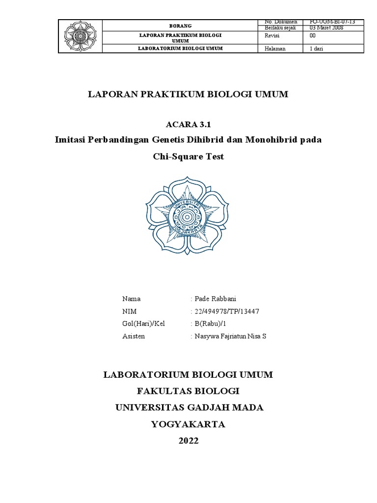 BBT Rabu - 1 - Pade Rabbani - Laporan Acara 3.1 | PDF | Sains & Matematika