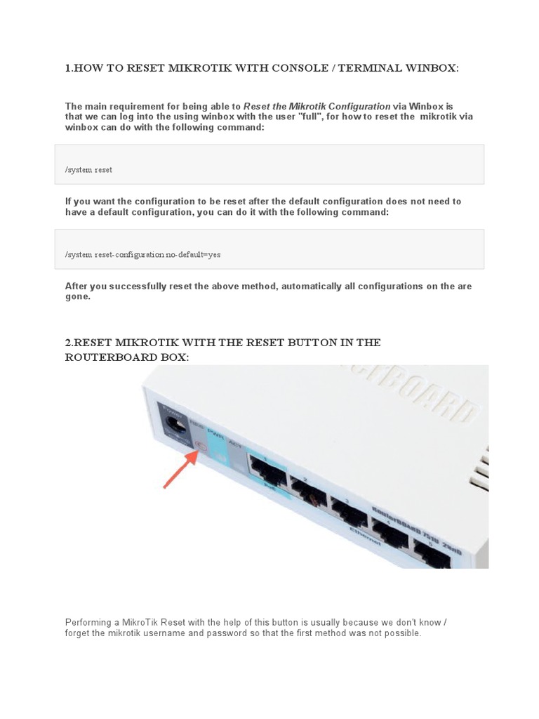 4 Ways Reset Mikrotik | Download Free PDF | Computer Hardware ...