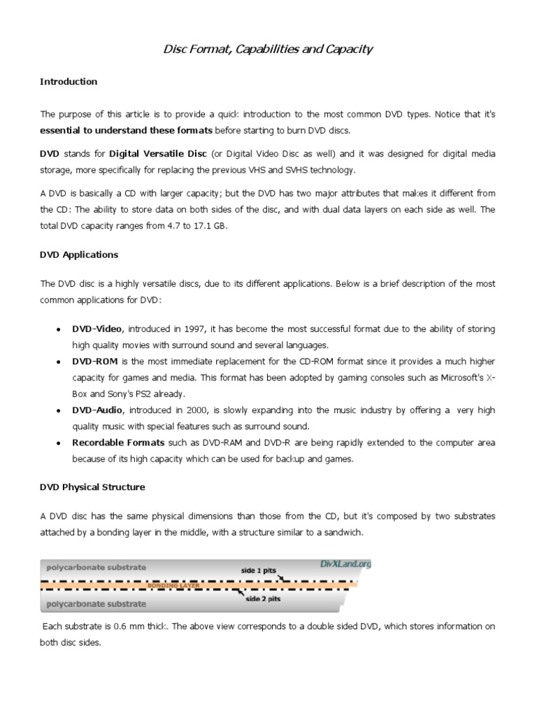 DVD Types and Capacities Explained | PDF | Dvd | Compact Disc