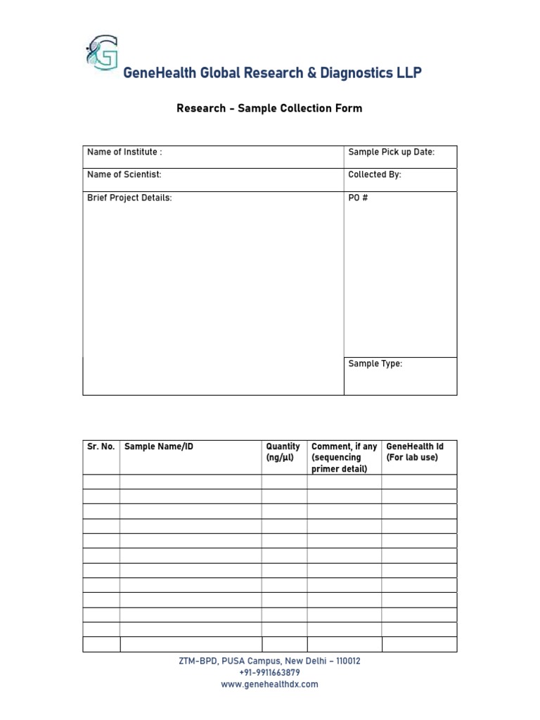 GH Sample Collection Form - Research | PDF