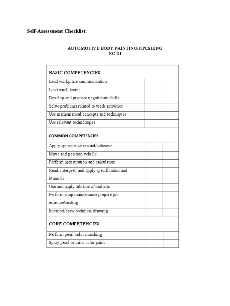 4.1 Prepare Self-Assessment Checklist | PDF | Computers