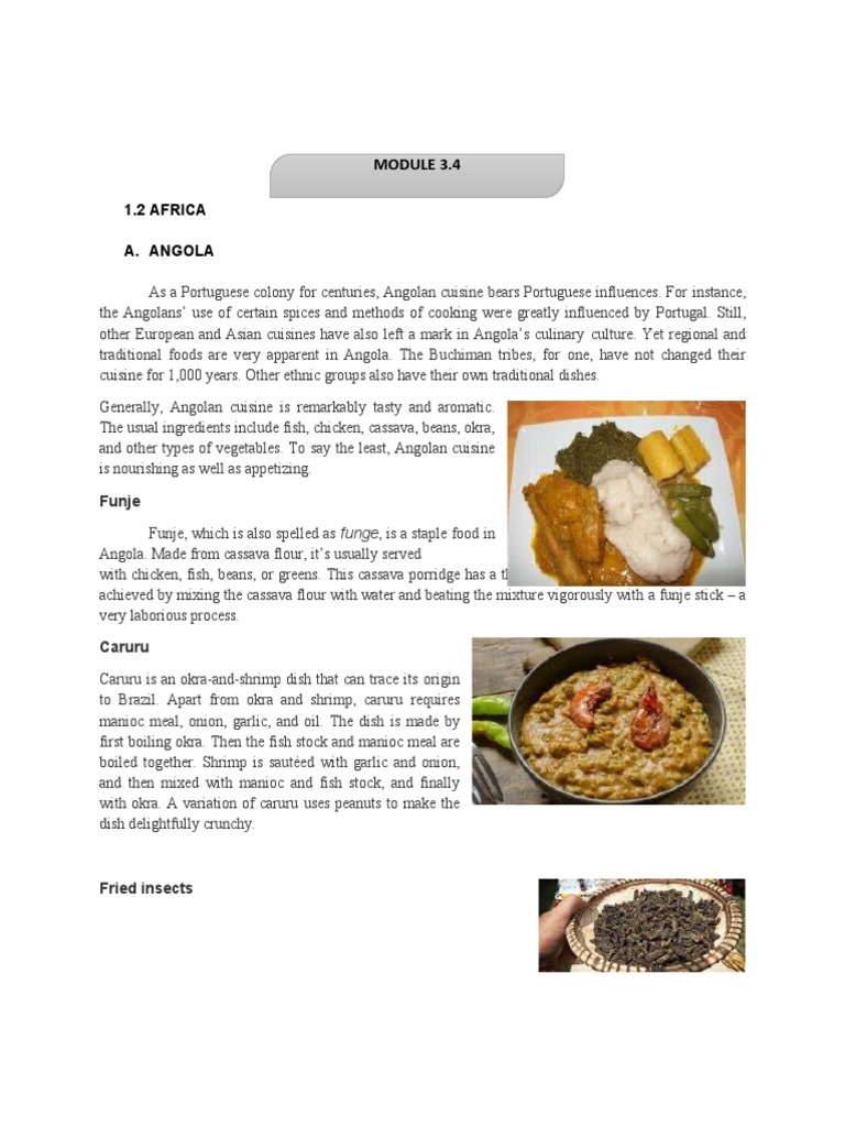 Module 3.4 Africa Angola Botswana Kenya | PDF | African Cuisine | Cooking