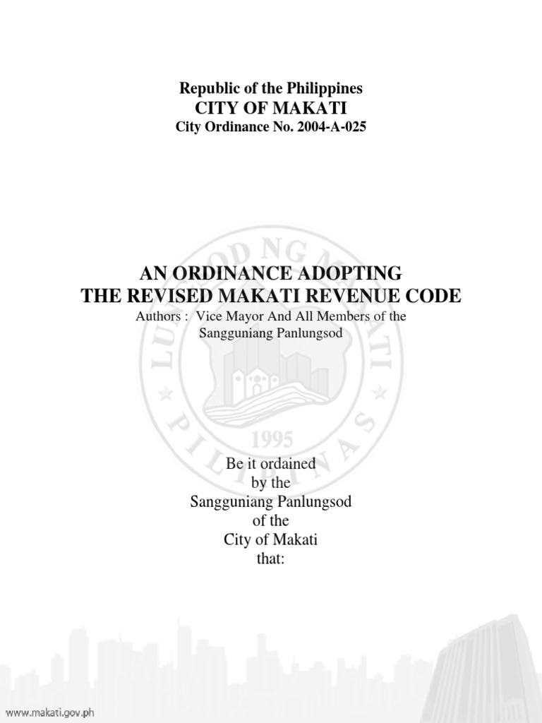 Makati Revised Revenue Code | PDF | Value (Economics) | Taxes
