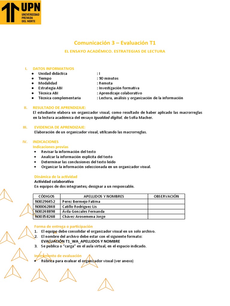 Evaluación T1 - Comu 3 - Wa | PDF | Gobierno E | Gramática