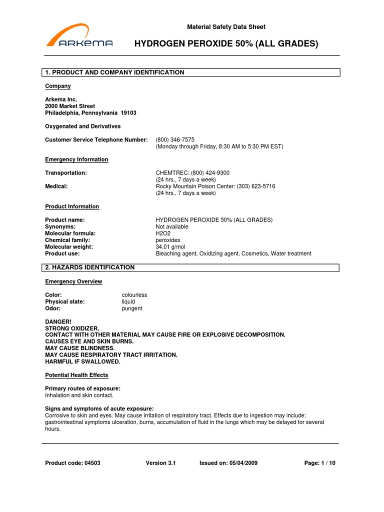 H2O2 | PDF | Toxicity | Hydrogen Peroxide