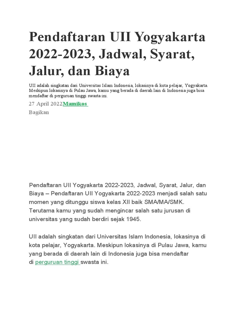 Pendaftran Uii | PDF