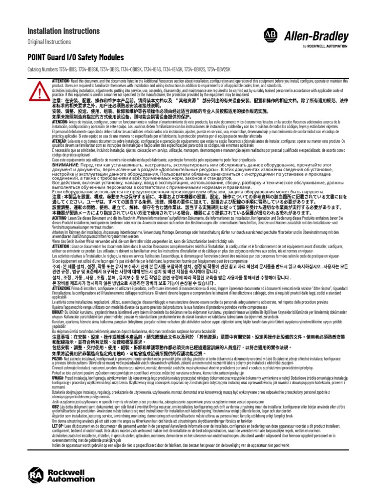 POINT Guard I/O Safety Modules: Installation Instructions | PDF