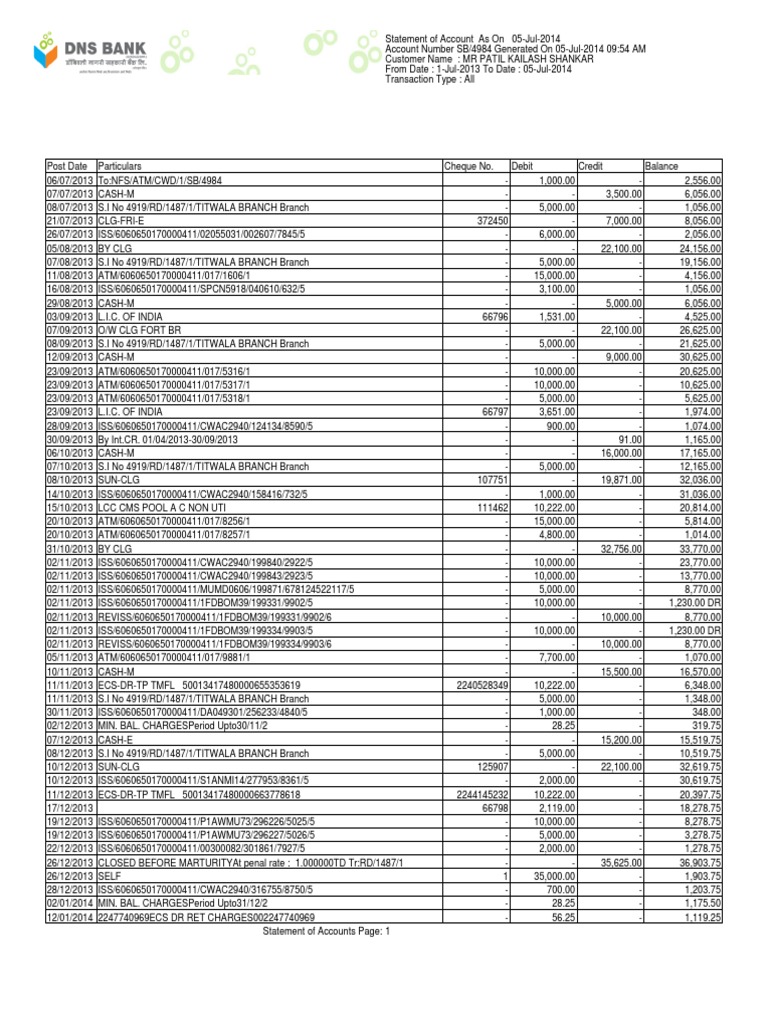 Statements | PDF | Automated Teller Machine | Debits And Credits