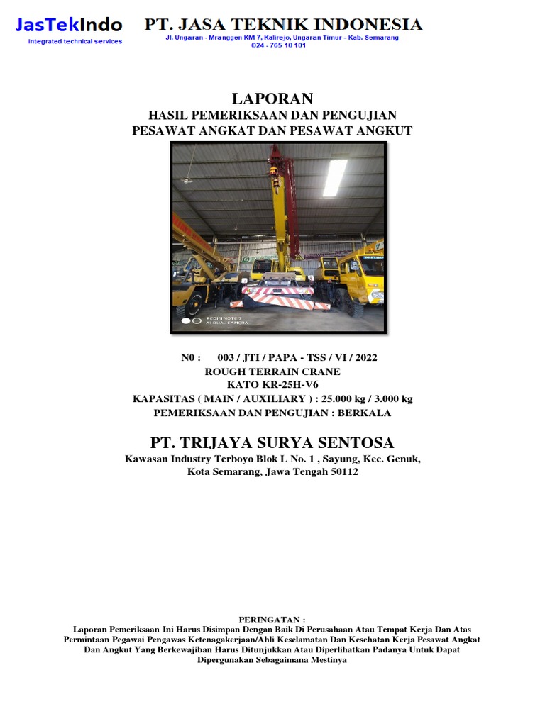 003 Jti Papa Tss Vi 2022 Rough Terraine Crane Kato Kr25h 25 Ton | PDF