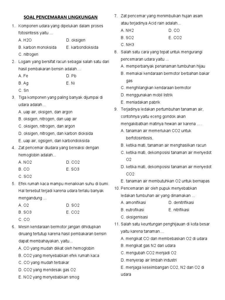 Fisx - Soal Pencemaran Lingkungan | PDF