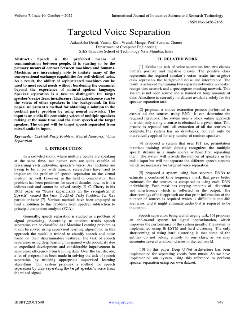 Targeted Voice Separation | PDF | Deep Learning | Data Compression Targeted Voice Separation | PDF | Deep Learning | Data Compression