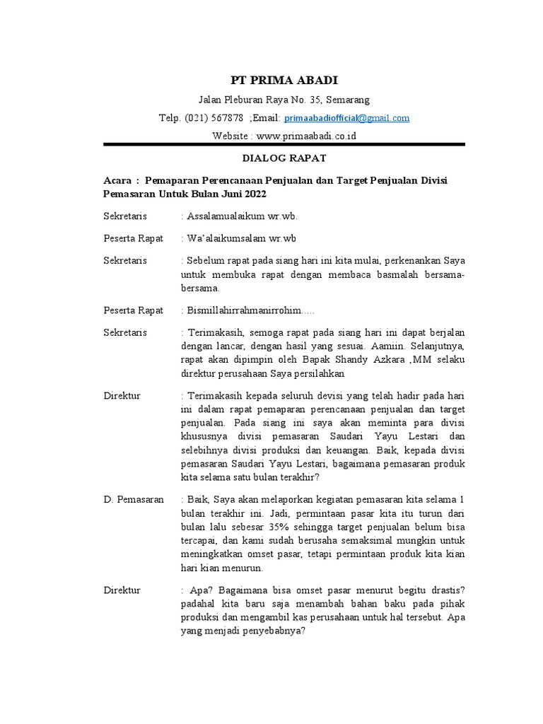 Humas - Dialog Rapat Piaaaa | PDF