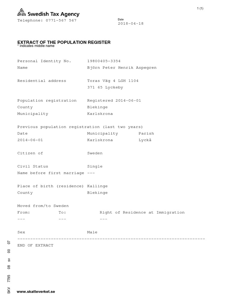 Personbevis (ENG) | PDF