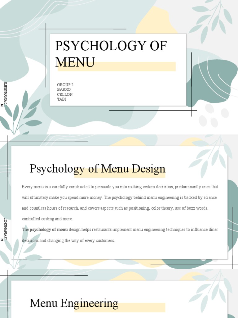 2.psychology of Menu | PDF | Menu | Restaurants