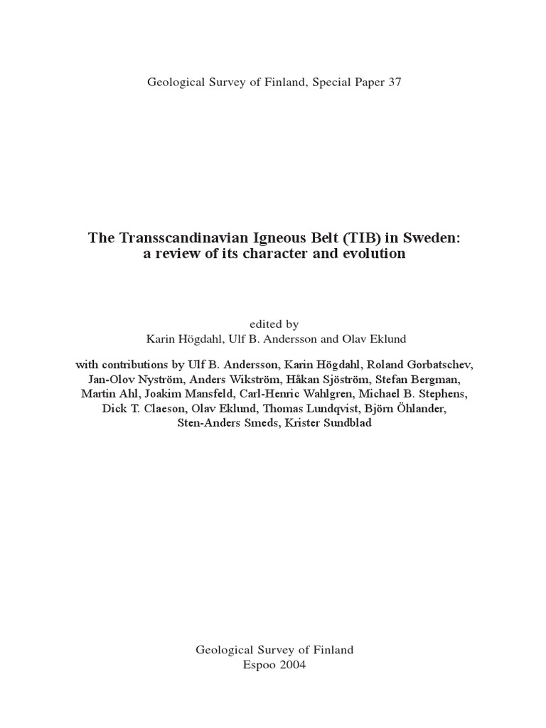 The Transscandinavian Igneous Beltin Sweden | PDF | Structure Of The ...