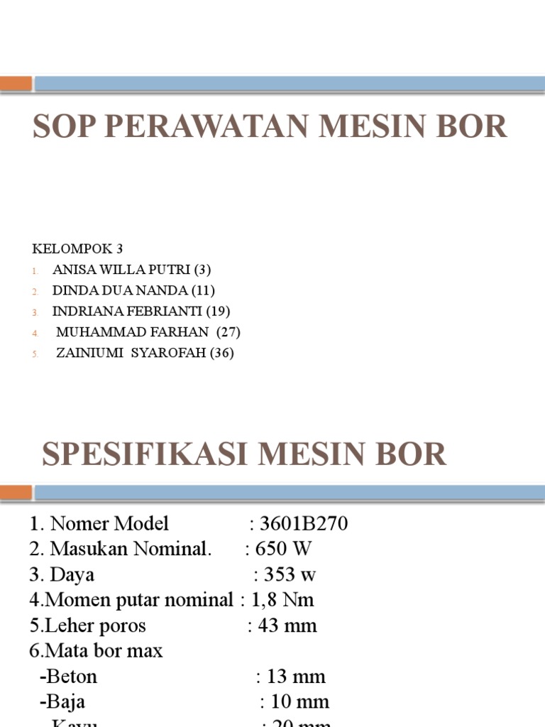 Sop Perawatan Mesin Bor | PDF
