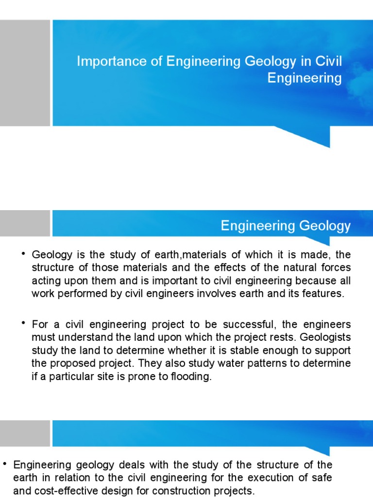 Importance of Engineering Geology in Civil Engineering | PDF | Geology ...