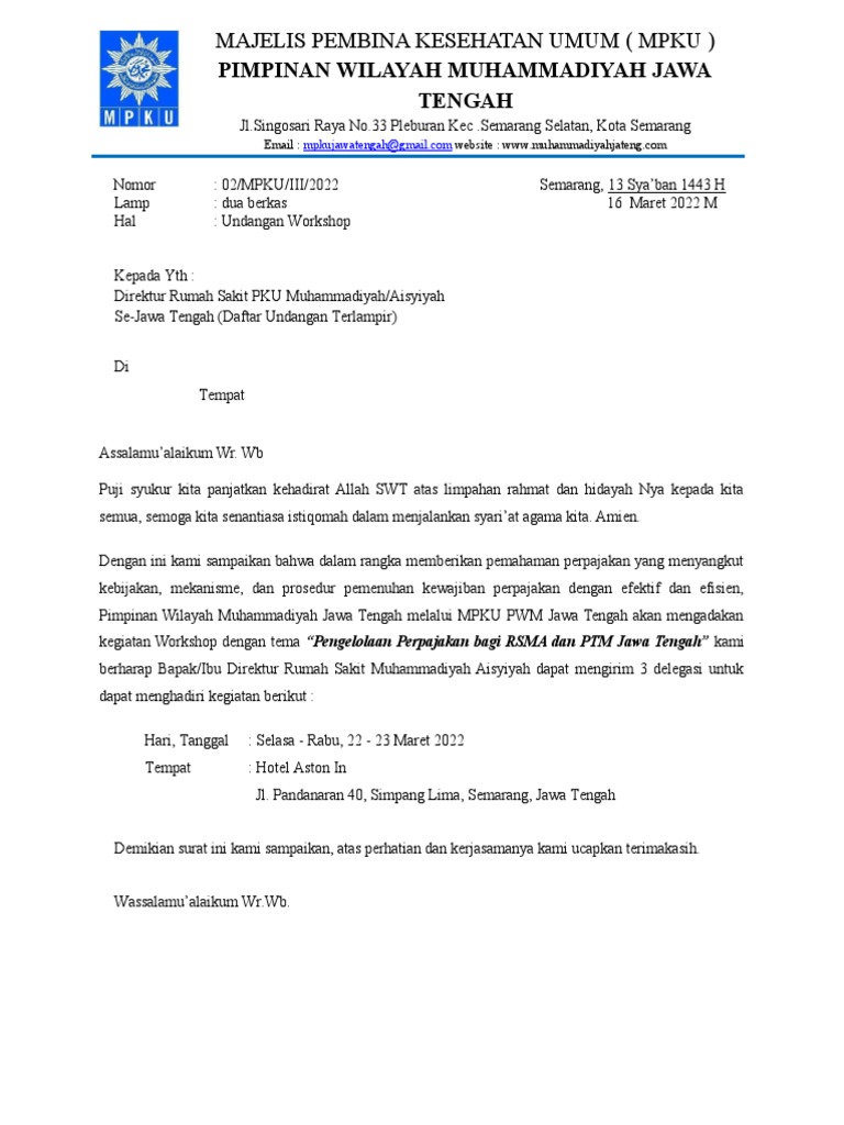 Surat Undangan Workshop (RSMA) | PDF