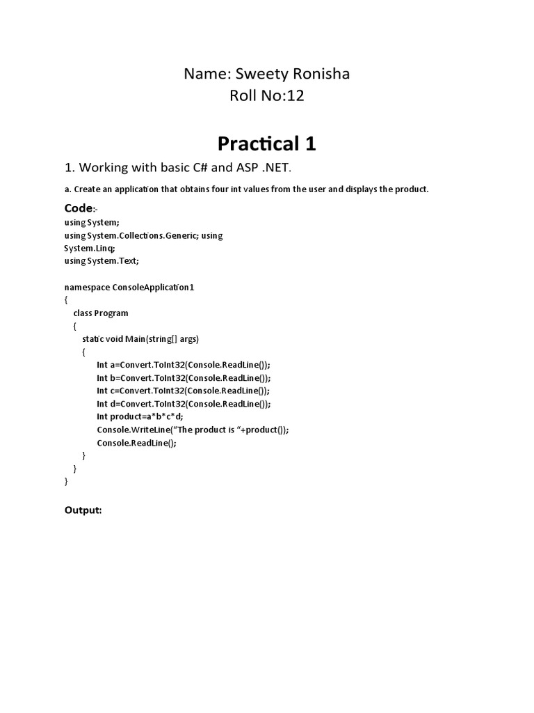 Awp Real Prac | PDF | C Sharp (Programming Language) | Namespace