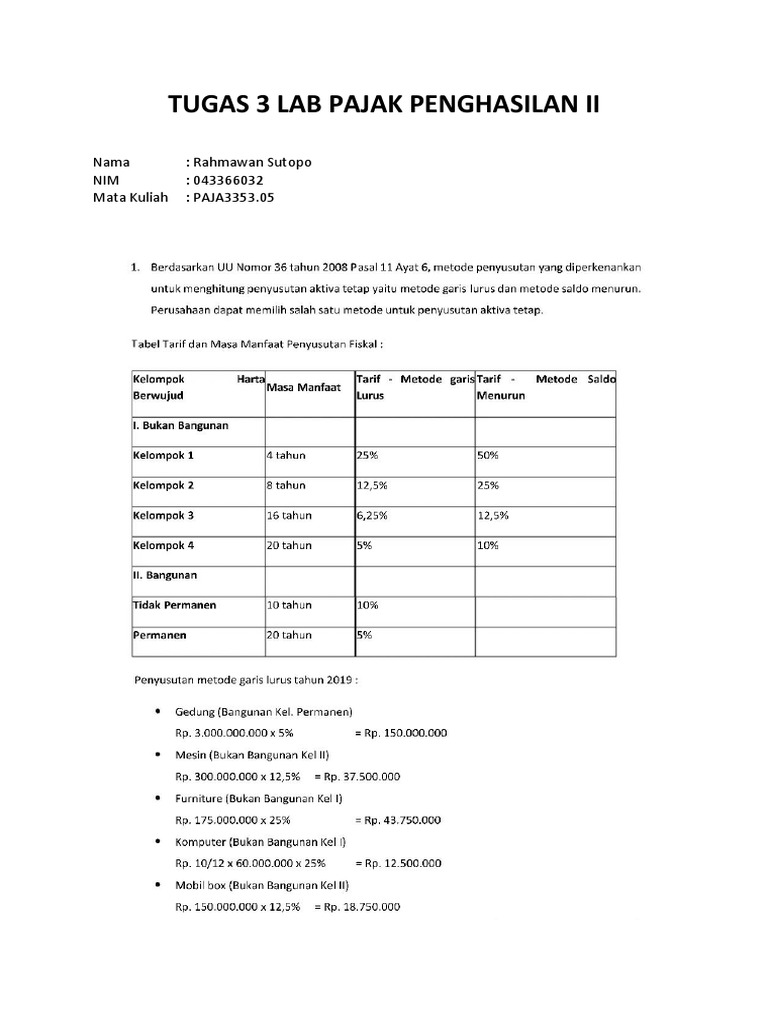 Tugas 3 Lab Pajak Penghasilan Ii | PDF