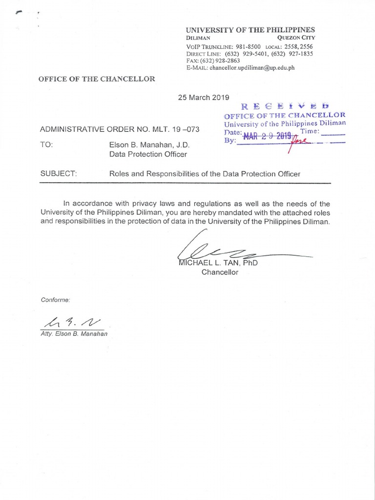 Roles and Responsibilities of The Data Protection Officer | PDF