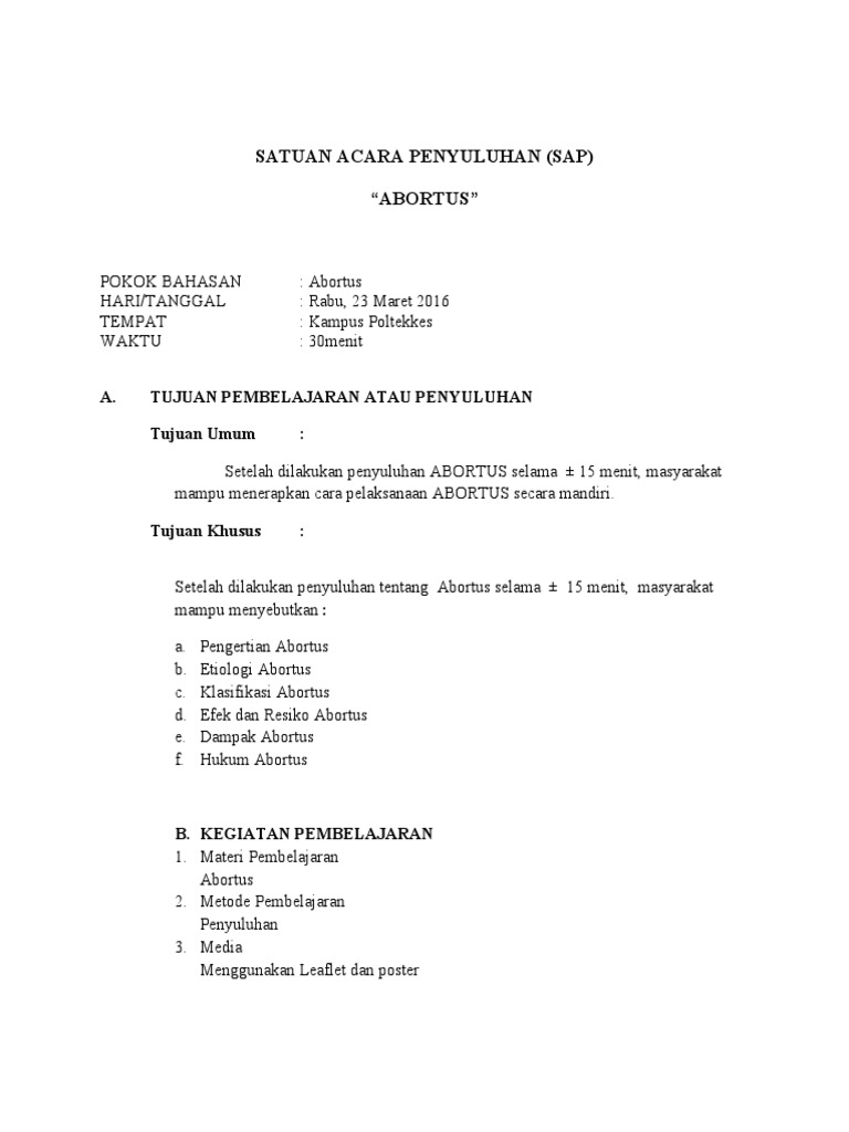 Klasifikasi Abortus dalam Penyuluhan | PDF