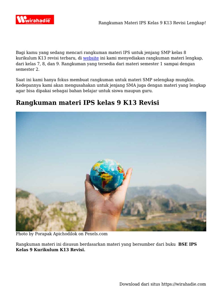 Rangkuman Materi IPS Kelas 9 K13 Revisi Lengkap! | PDF