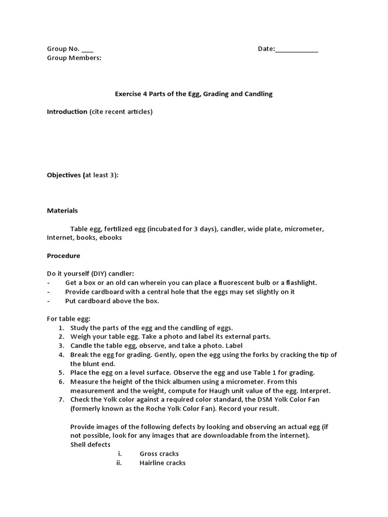 Exercise No. 4 | PDF | Egg | Yolk