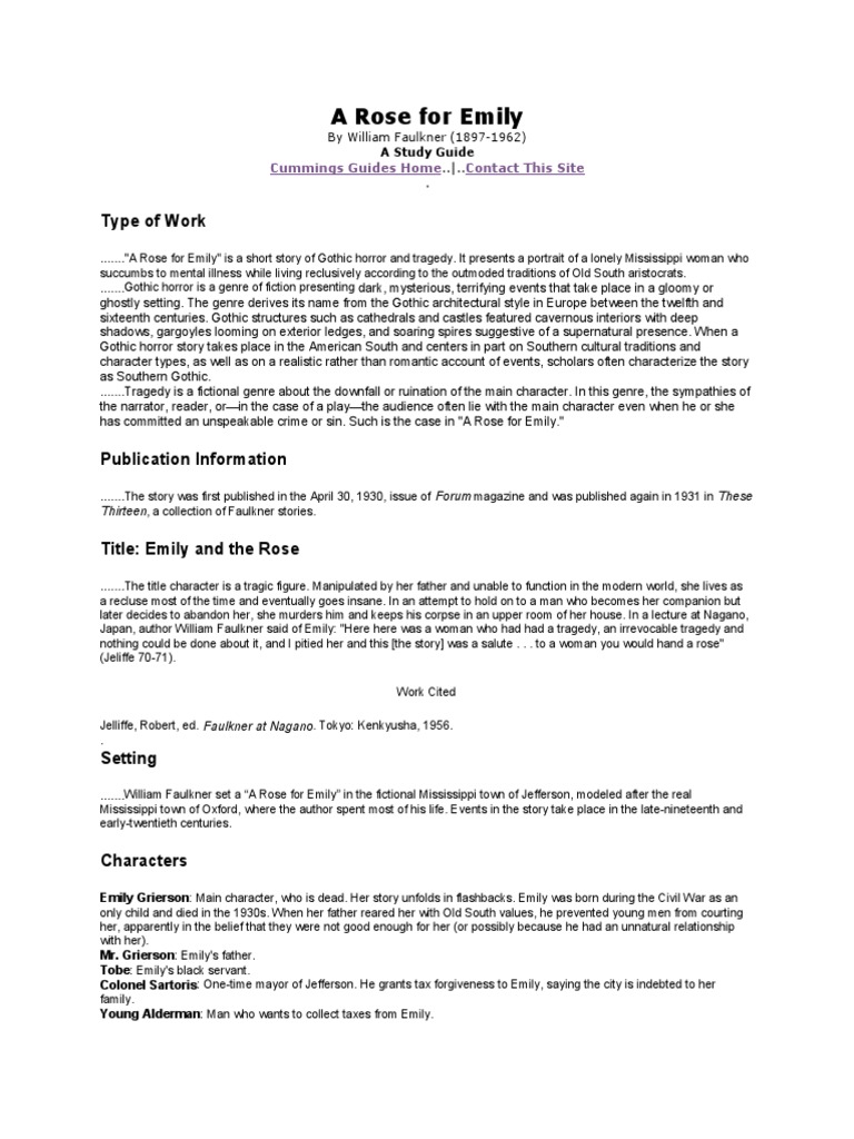 A Rose For Emily | PDF | Gothic Fiction