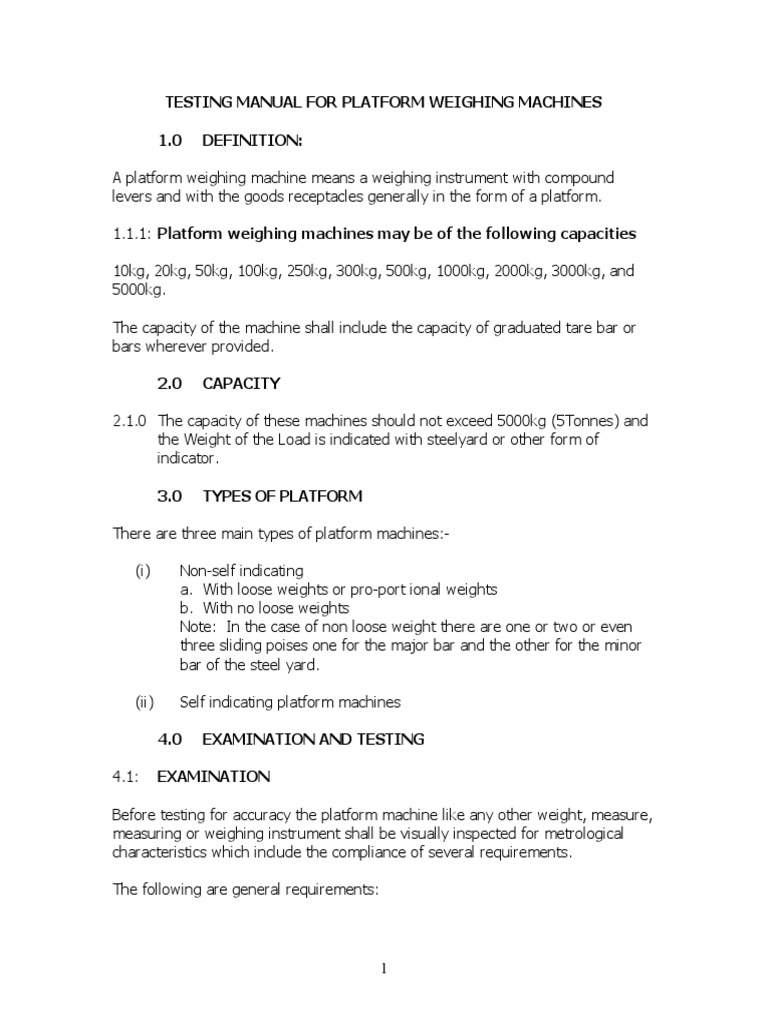 1487940715-Testing Manual For Platform Weighing Machines | PDF ...