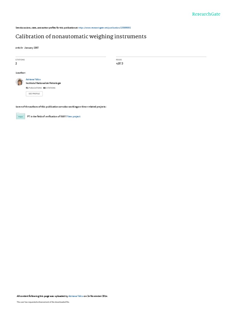 Calibration of Nonautomatic Weighing Instruments | PDF | Weighing Scale ...