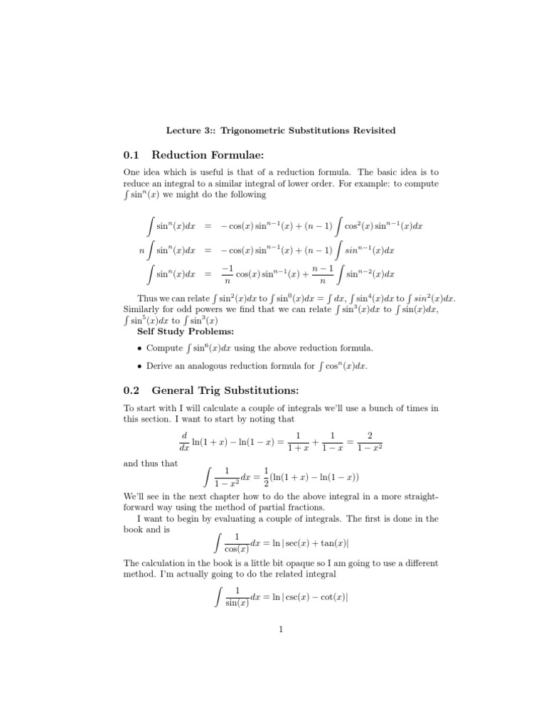 Trigonometry Reduction Formula Pdf Trigonometric Functions Sine