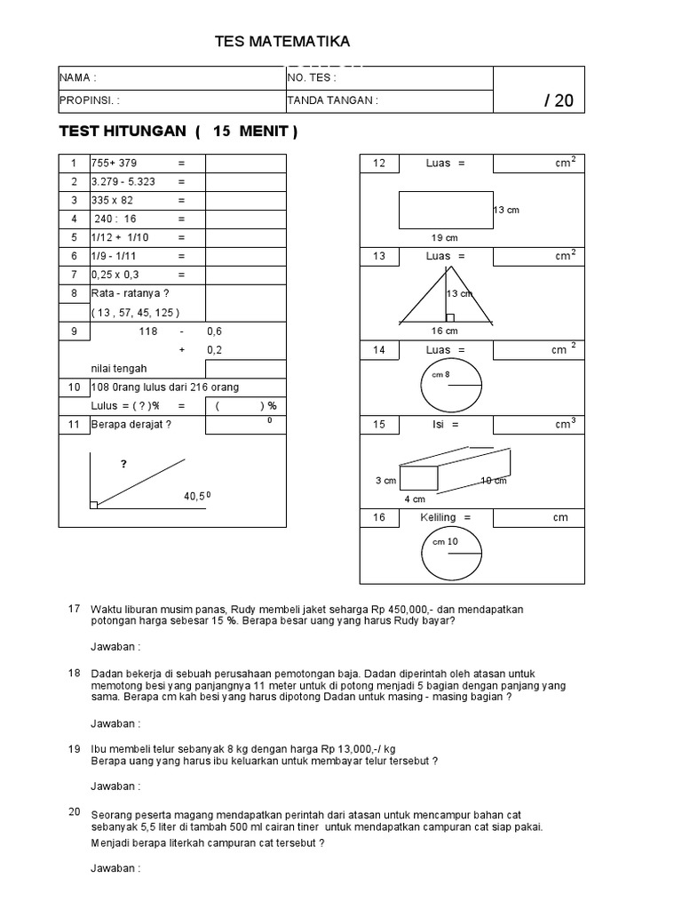 Tryout Tes Matematika | PDF