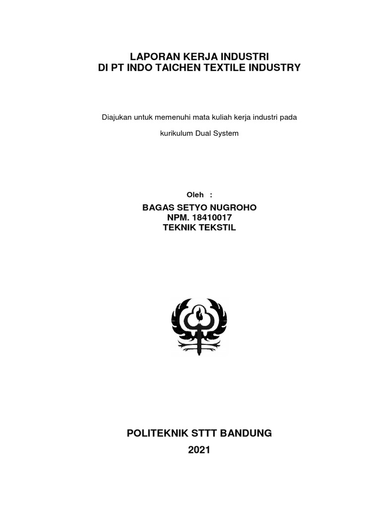 Bagas Setyo Nugroho - 18410017 - Laporan Kerja Industri | PDF | Teknologi & Rekayasa