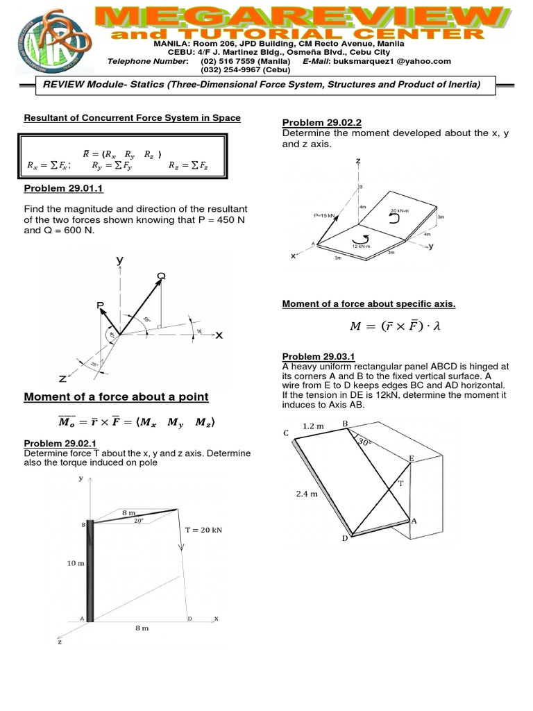 Review Module 29 - Engineering Mechanics 2 Part 1 | Download Free PDF | Force | Rotation Around ...