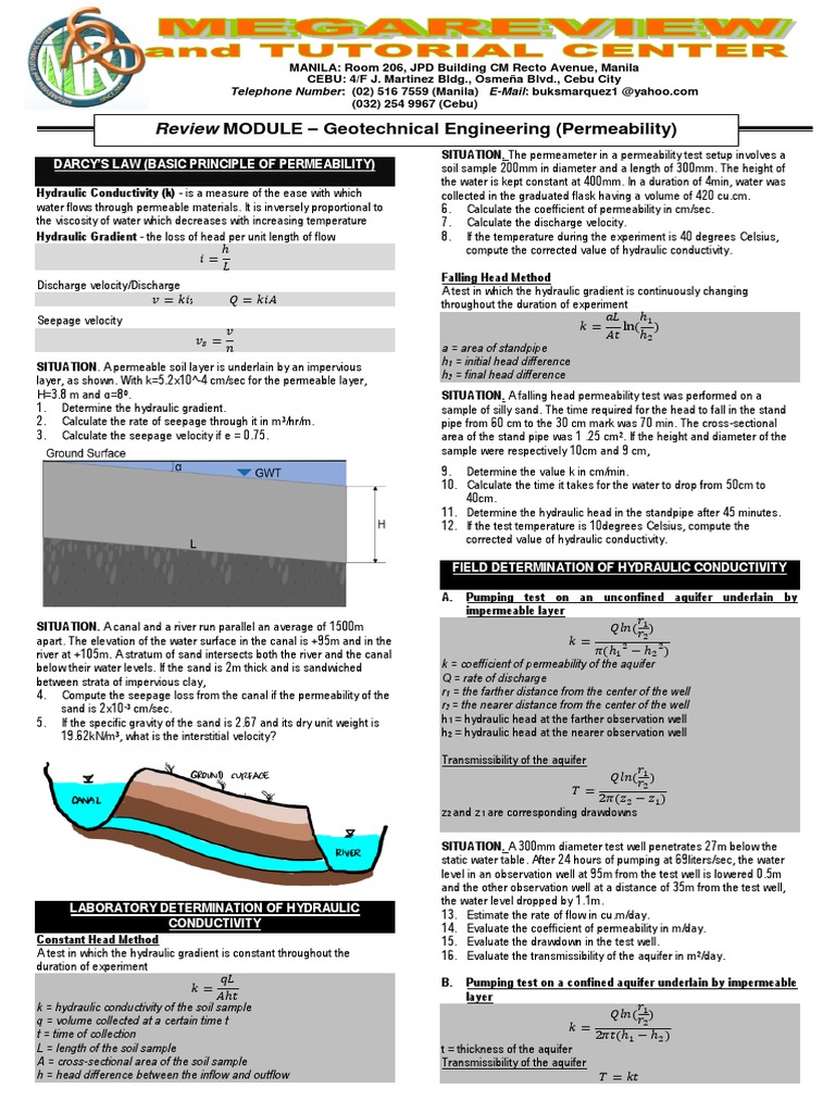 Review Module 23 Geotechnical Engineering 4 Part 1 | PDF | Permeability (Earth Sciences) | Materials