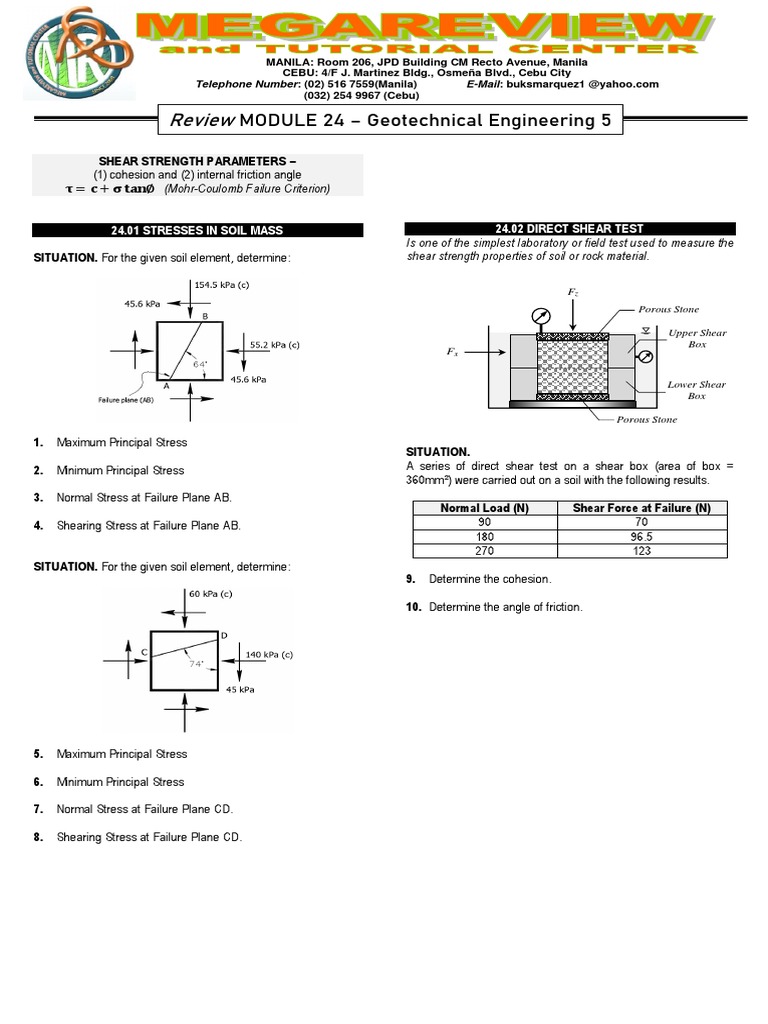 Review Module 24 Geotechnical Engineering 5 Part 1 | PDF | Geotechnical Engineering | Stress ...